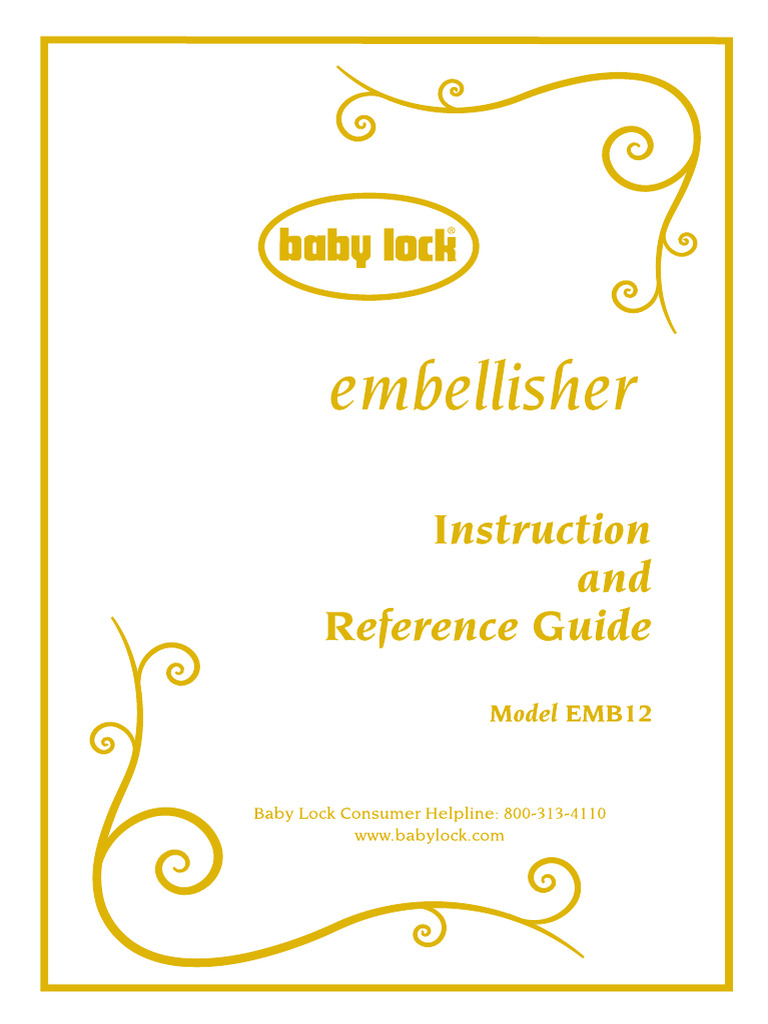 Baby Lock Embellisher EMB12 Sewing Machine Instruction Manual | PDF ...
