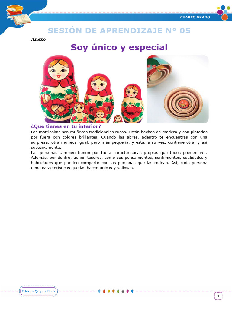 Anexo de Sesiones de Aprendizaje - Semana 2 - UDA 1 - Editora Quipus Perú | PDF | Sentidos | Gusto