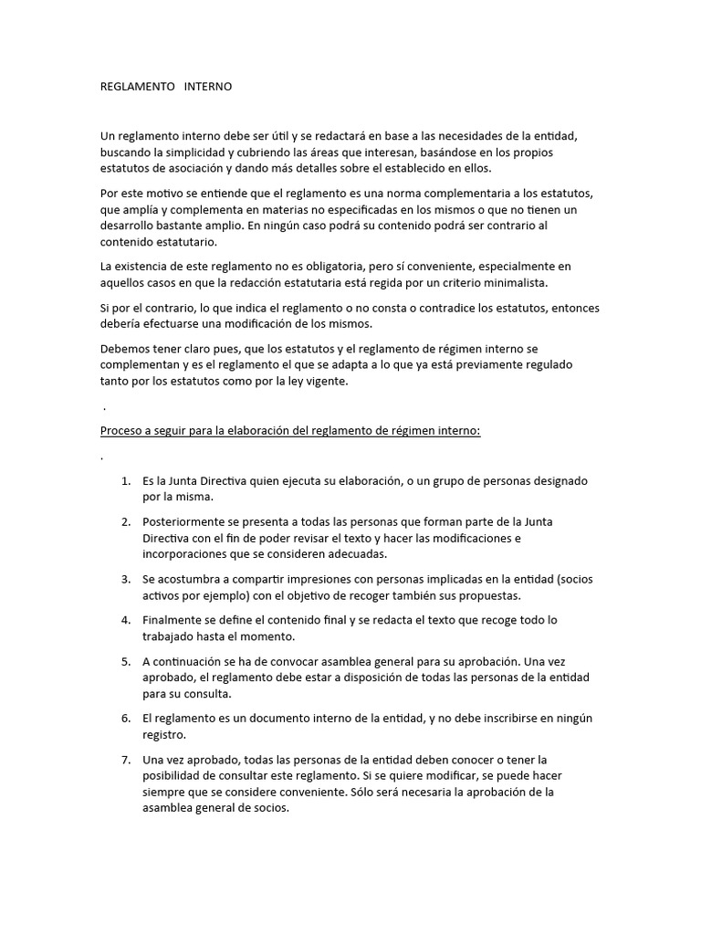 Guía para Elaborar un Reglamento Interno | PDF | Regulación