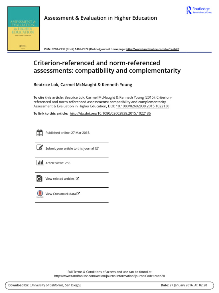 Criterion-Referenced and Norm-Referenced Assessments: Compatibility and ...