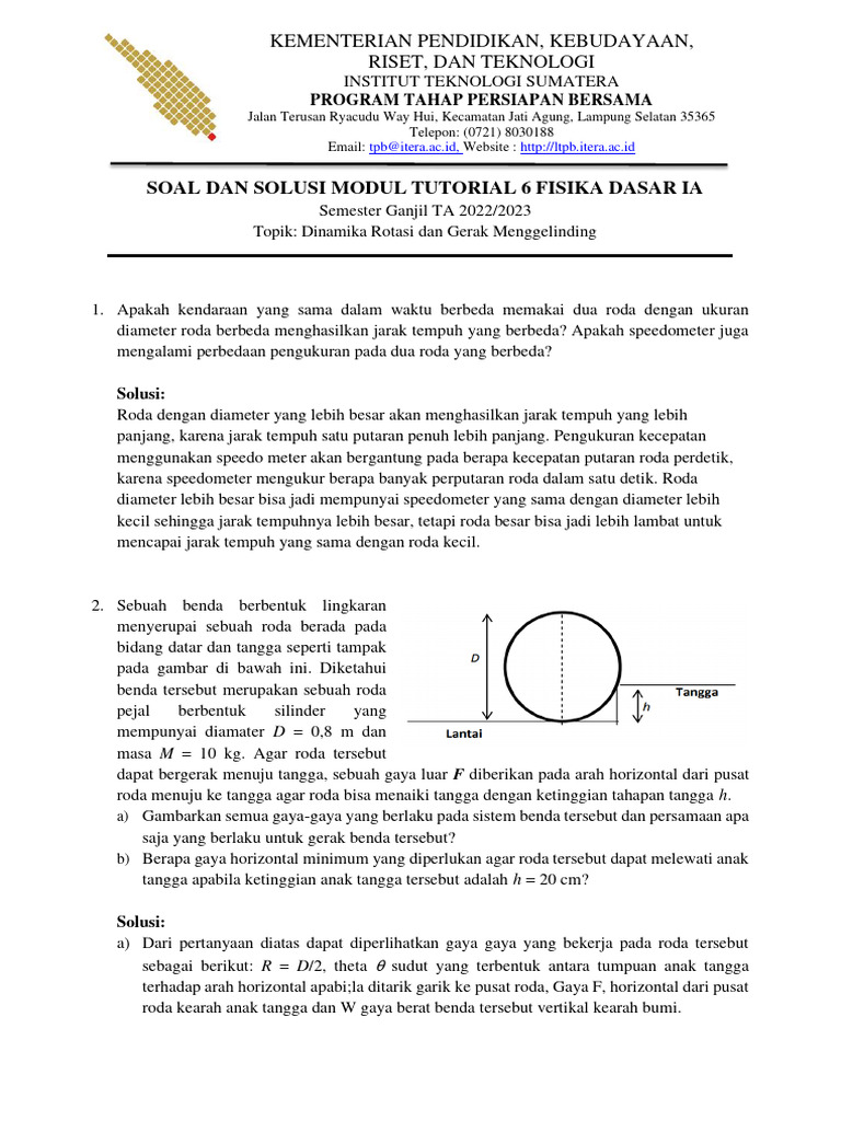 Soal dan Solusi Fisika Dasar IA | PDF