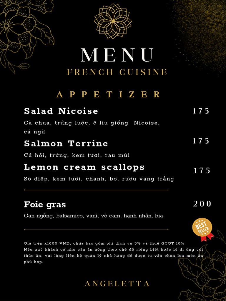 Menu Món Pháp | PDF