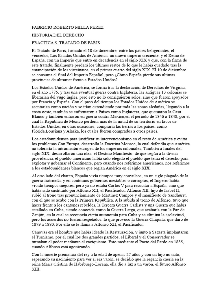 Practica 5.tratado de Paz de Paris | PDF | Imperio español | España
