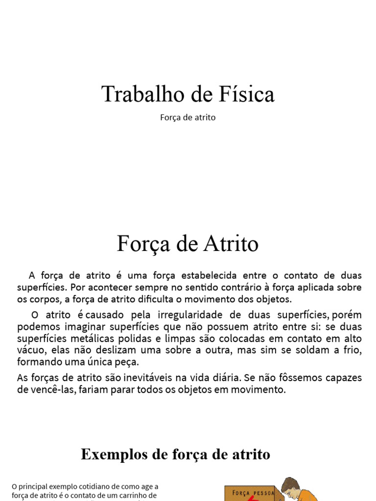 Força de Atrito: Tipos e Fórmulas | PDF | Atrito | Força