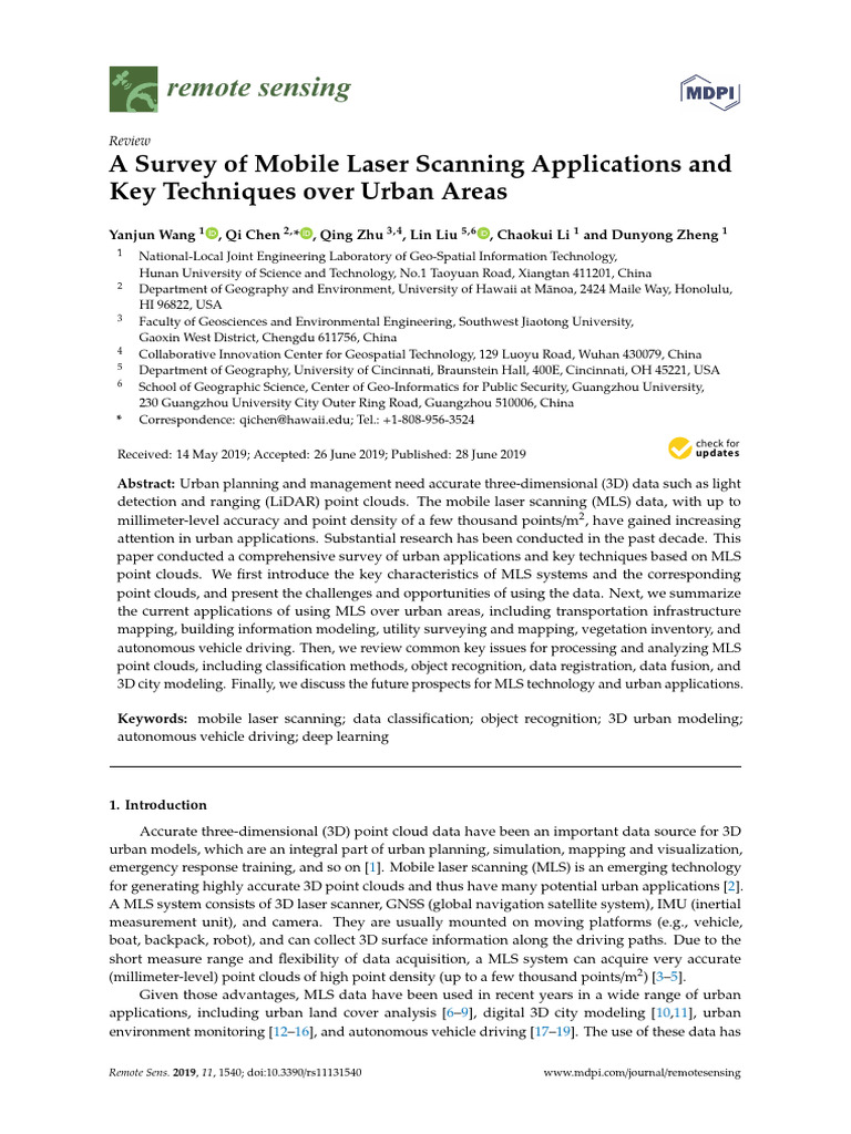 A Survey Of Mobile Laser Scanning Applications And Key Techniques Over