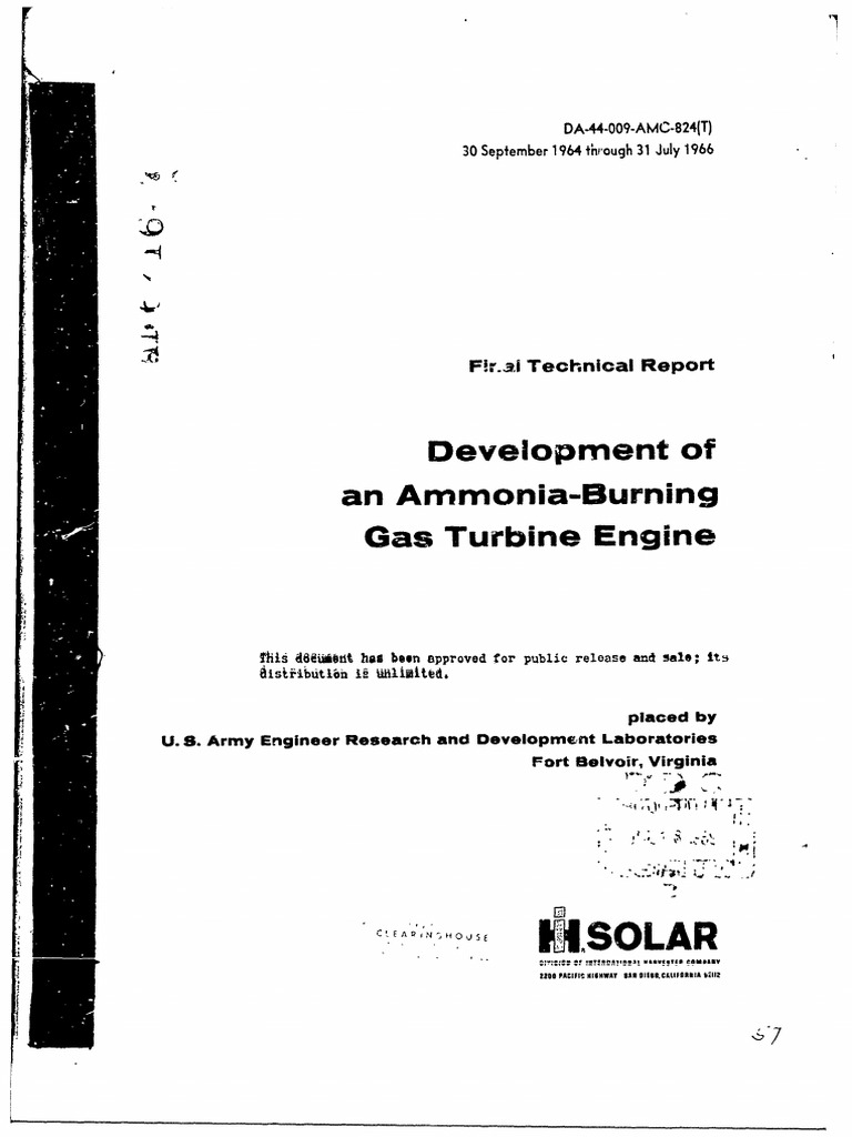 Ammonia-Burning Gas Turbine Engine Report | PDF | Combustion | Ammonia