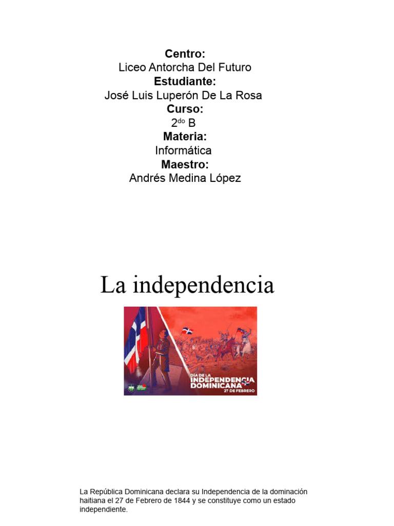Independencia Domnicana | PDF | República Dominicana