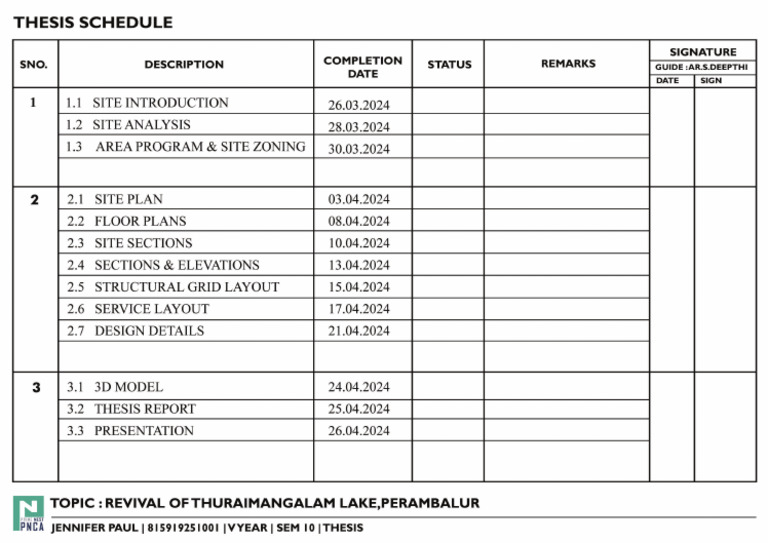 Thesis Schedule Format | PDF
