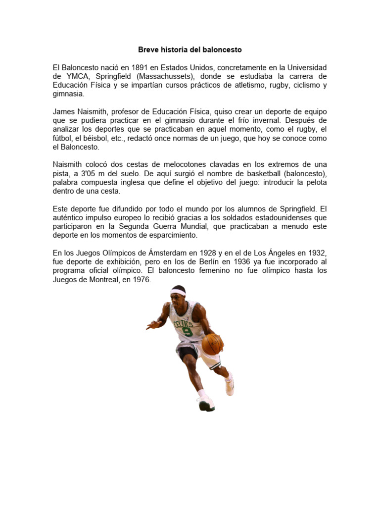 Breve historia del baloncesto | PDF | Deportes | Juegos de pelota