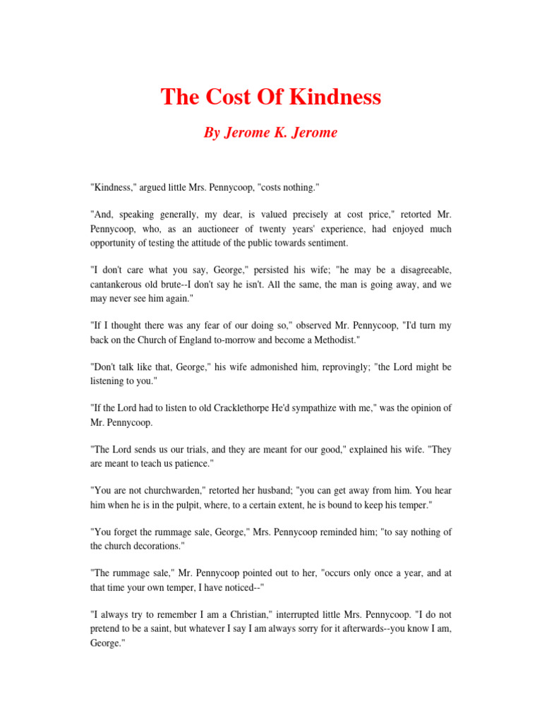 The Cost of Kindness | PDF | Sermon