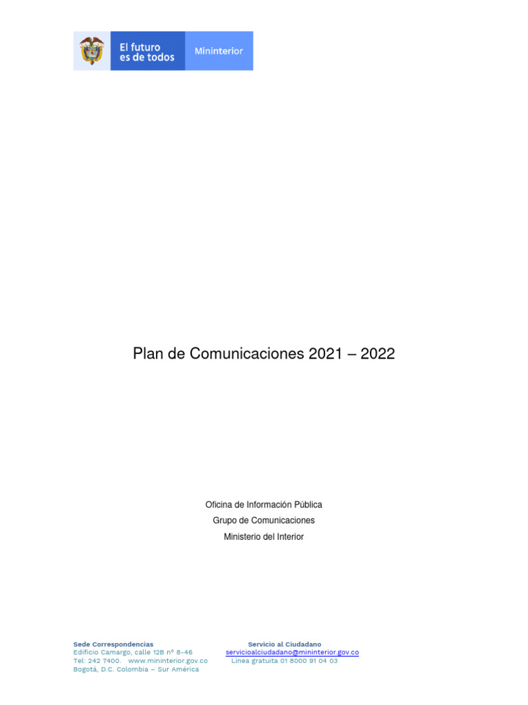 Plan-de-Comunicaciones-MinInterior Colombia | PDF | Colombia | Bogotá