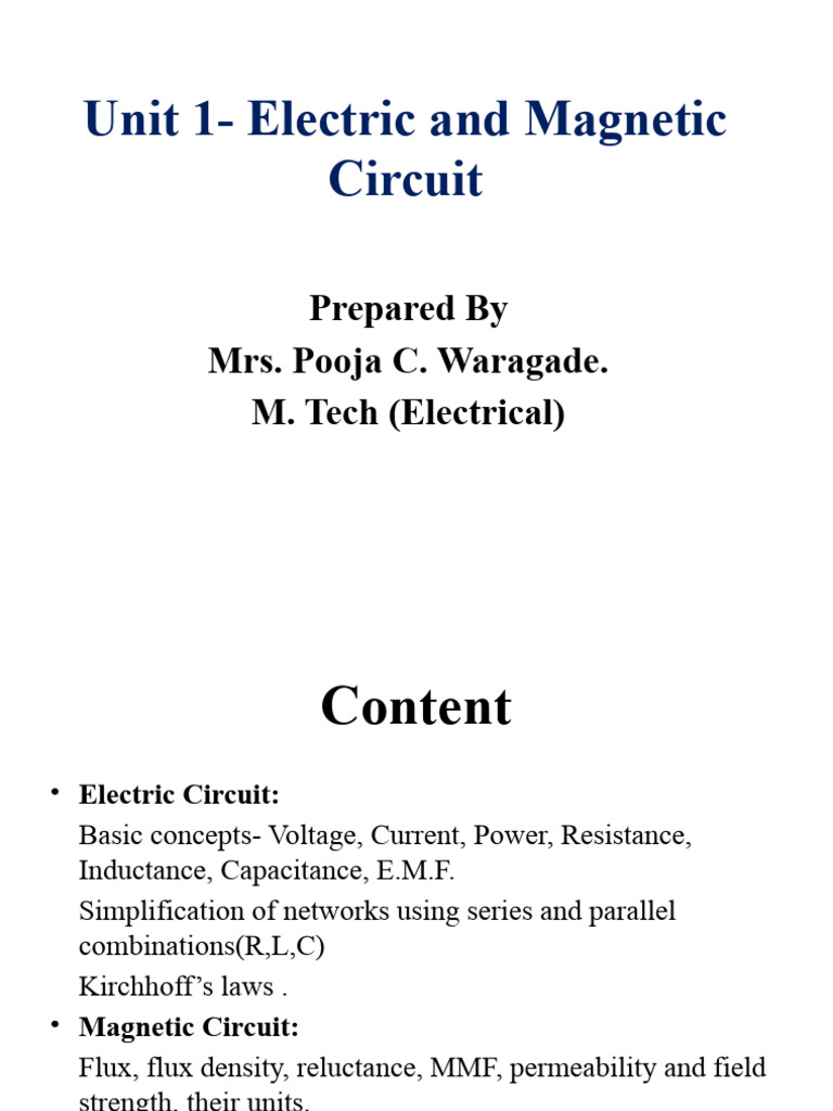 Unit 1 - Electric and Magnetic Circuit | PDF | Electromagnetic Induction | Electrical Network