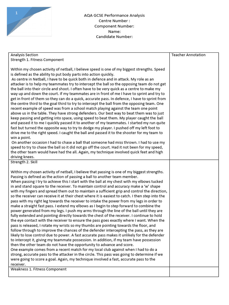 Netball Example | PDF | Dieting | Aerobic Exercise