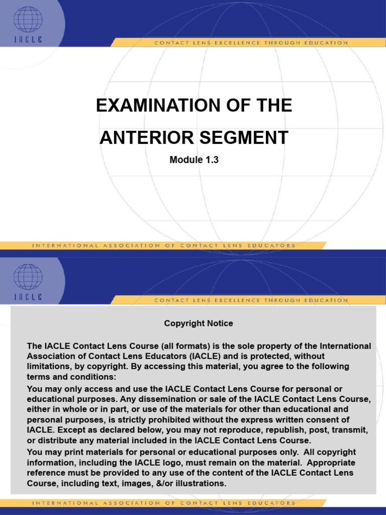 1.3 Examination of The Anterior Segment | PDF | Human Eye | Clinical ...
