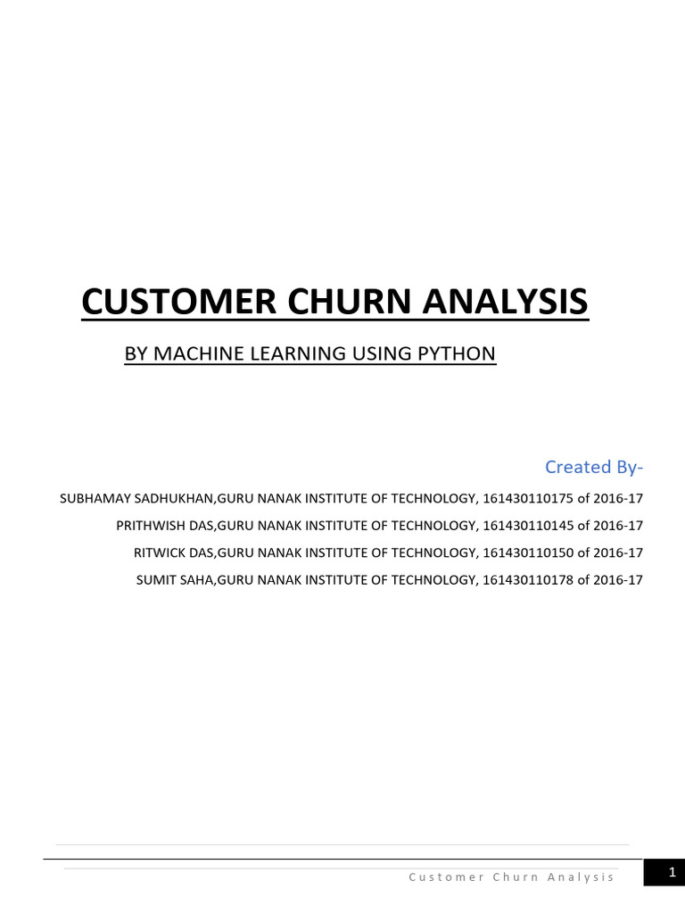 Customer Churn Analysis - GRP - 11 | PDF | Statistical Classification ...