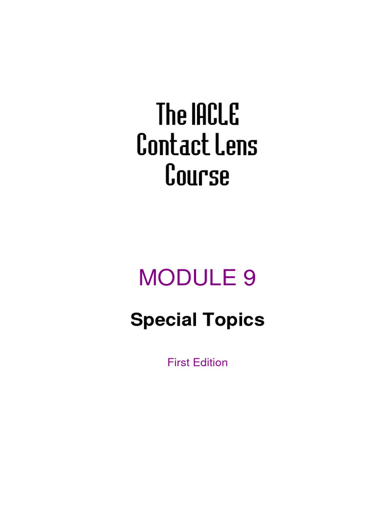 IACLE Module 9 Special Topics | PDF | Optics | Contact Lens