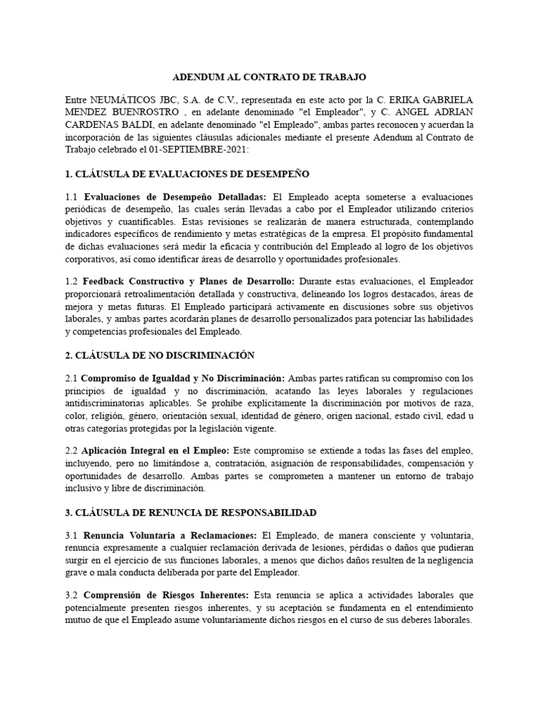 ADENDUM | PDF | Derecho laboral | Discriminación