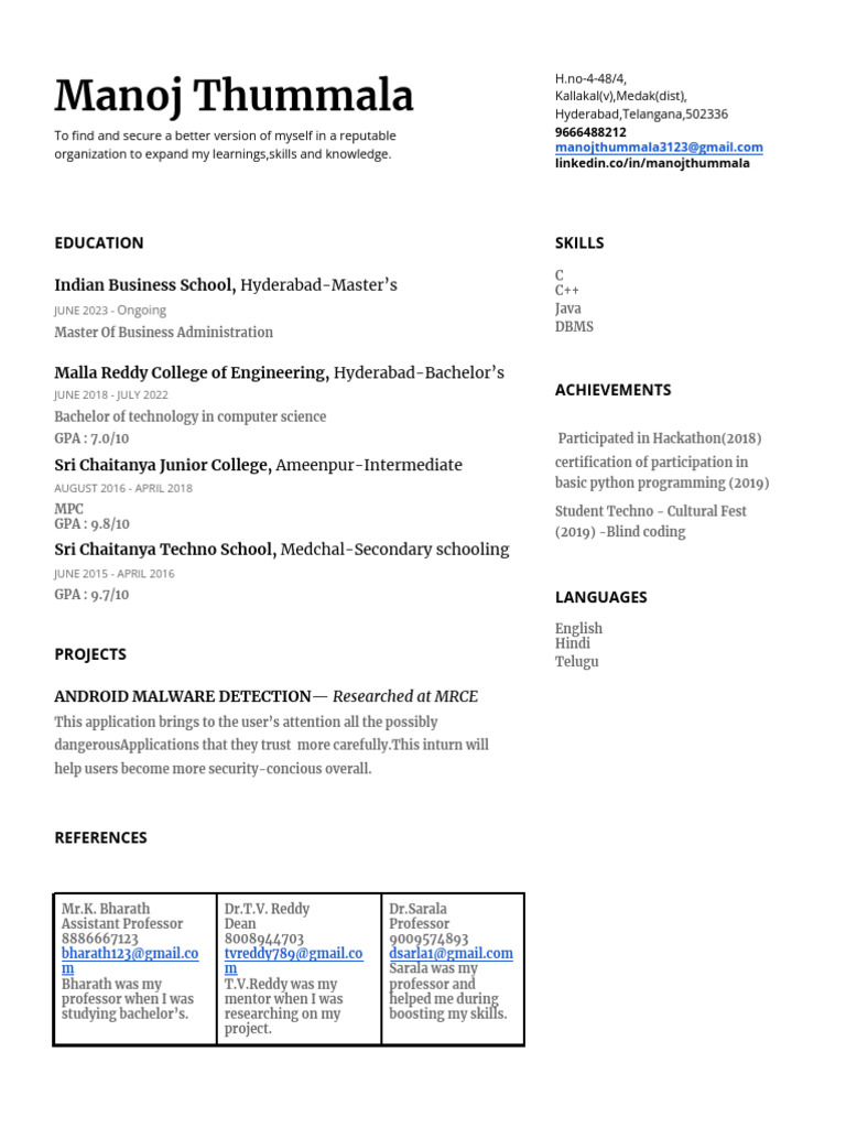 Manoj Resume | PDF | Software | Computing