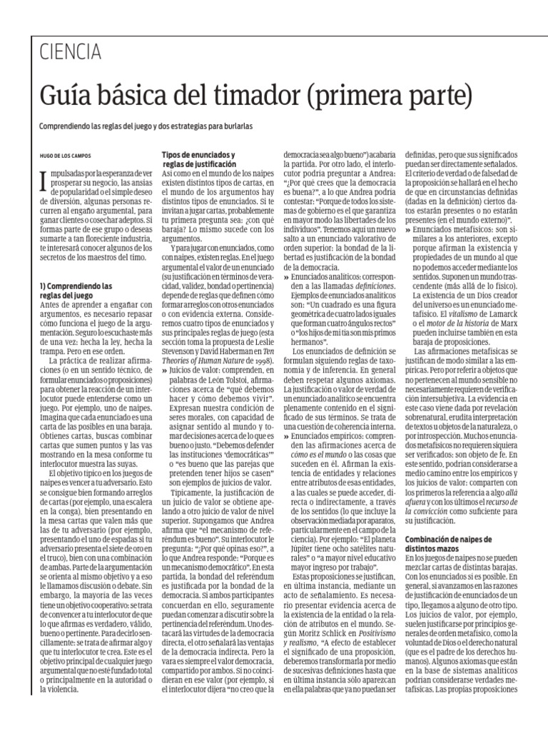 Guia Básica Del Timador 1 - La Diaria - Hugo de Los Campos | PDF ...