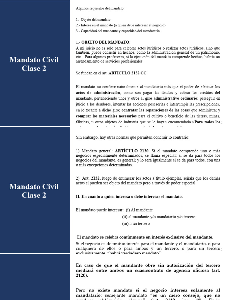 El Mandato Civil Clase 2 2024 | PDF | Derecho civil (sistema legal ...