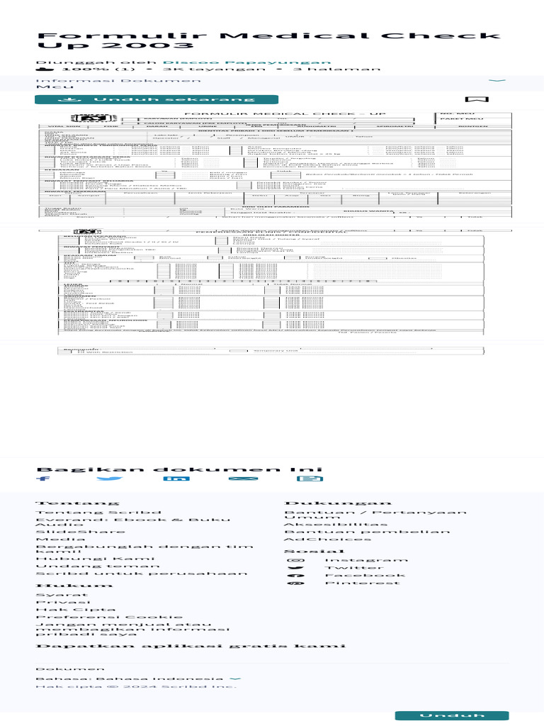 Formulir Medical Check Up 2003 PDF | PDF