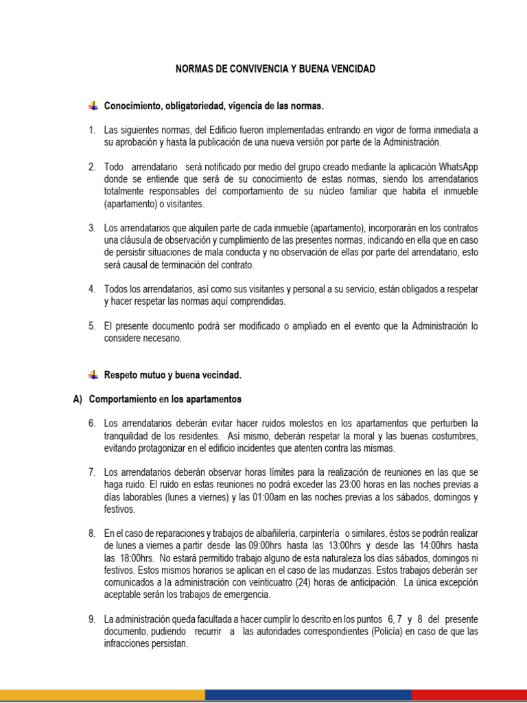 Normas de Convivencia y Buena Vencidad-1 | PDF | Garaje (Residencial) | edificio