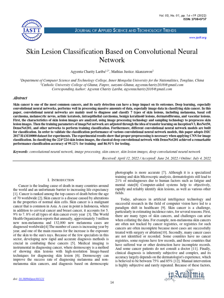 Skin Lesion Classification Based On Convolutional | PDF | Skin Cancer | Melanoma