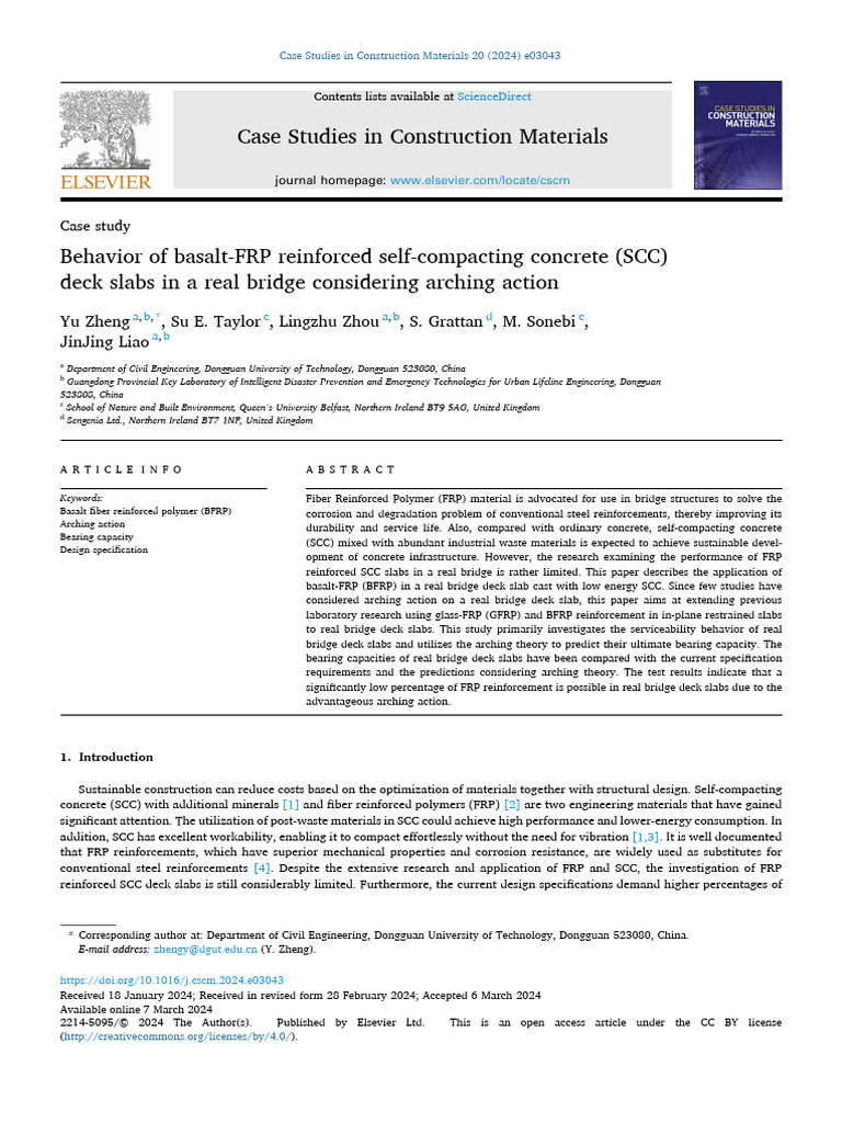 Basalt-FRP in Bridge Deck Slabs | PDF | Concrete | Reinforced Concrete