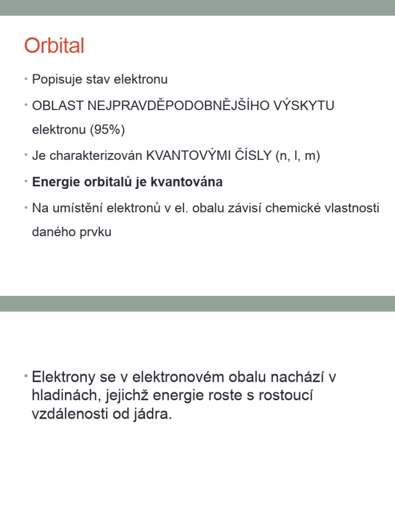 Orbitaly, Kvantová Čísla | PDF