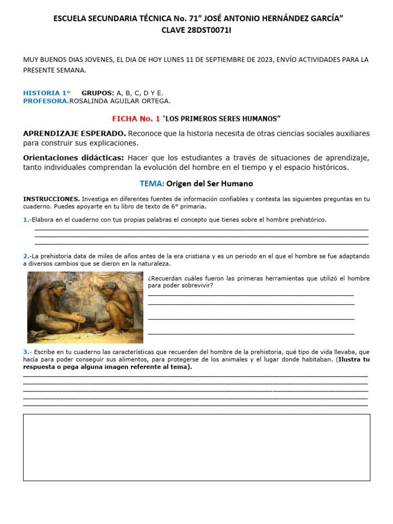 Historia Primer Grado Grupos A, B, C, D y e Rosalinda Aguilar o | PDF ...