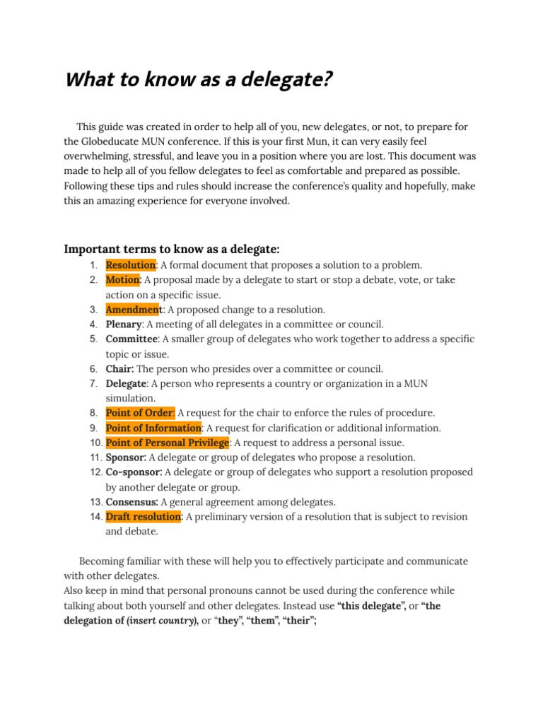 What To Know As A Delegate | PDF