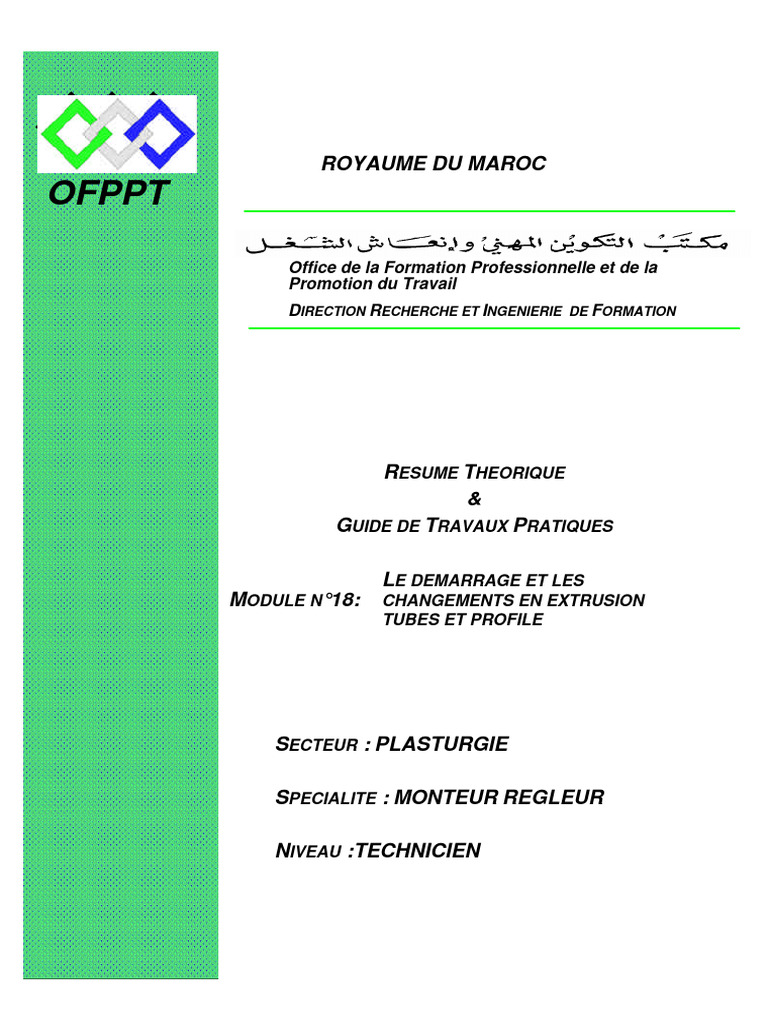 Démarrage et Changements en Extrusion | PDF | Matériaux | Ingénierie ...