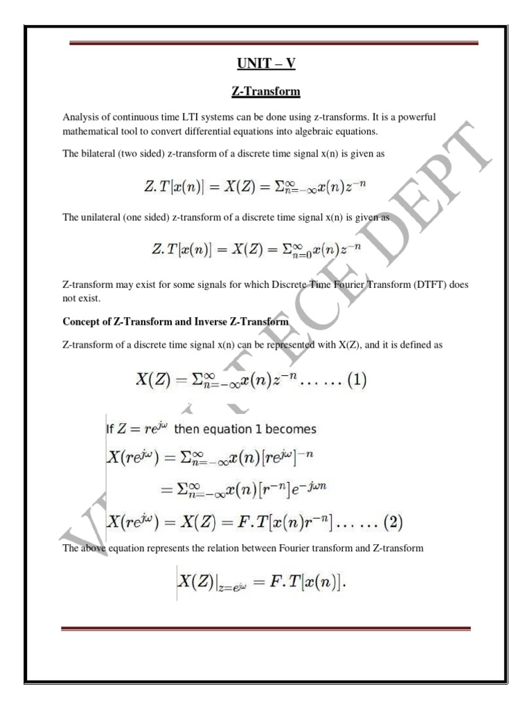 Z Transform | PDF | Calculus | Algebra
