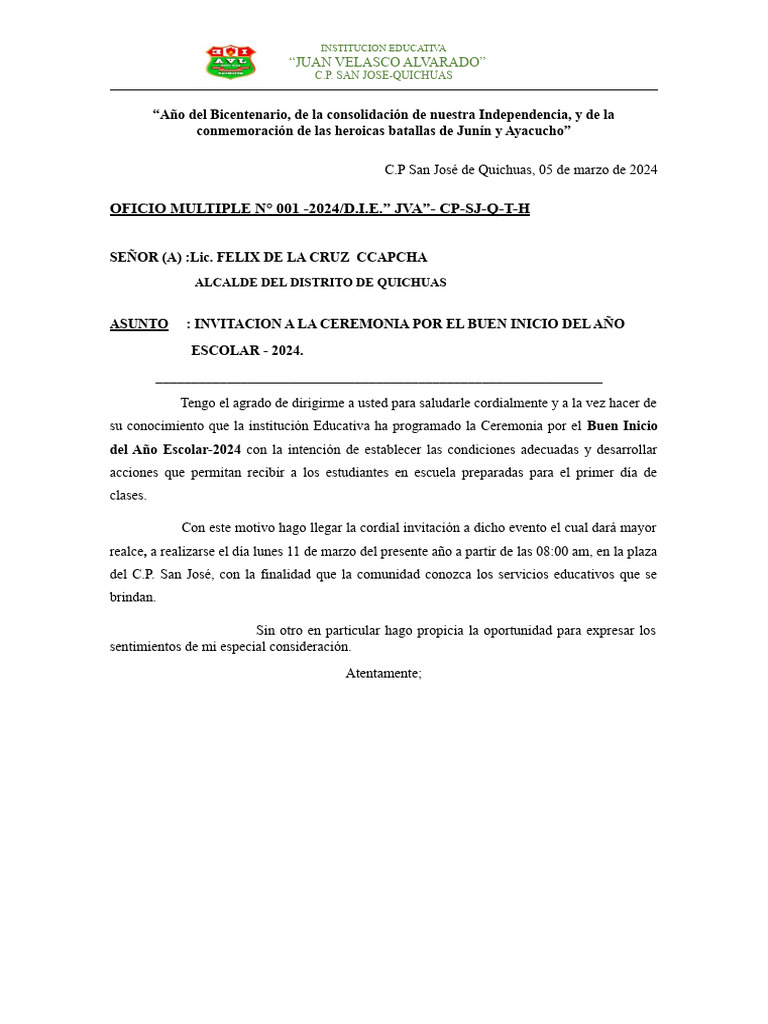 Oficio Multiple 2024 | PDF