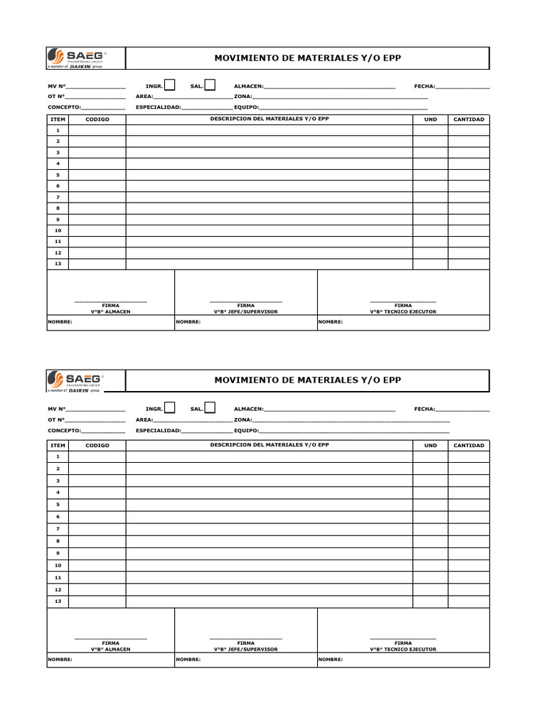 Formato de Vale de Salida | PDF