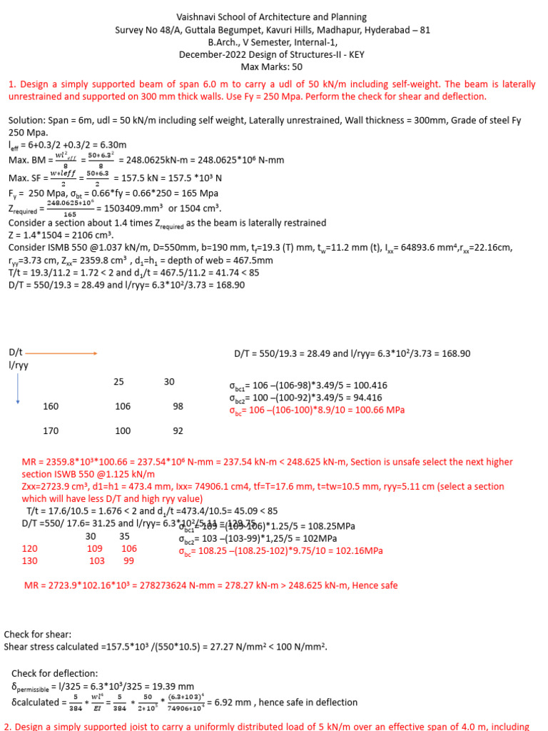 DOS-II Solutions | PDF | Bending | Column