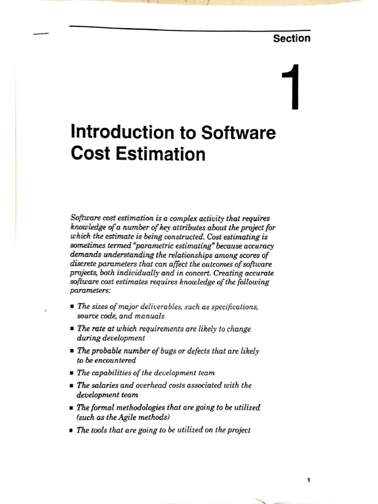 Introduction To Software Cost Estimation | PDF