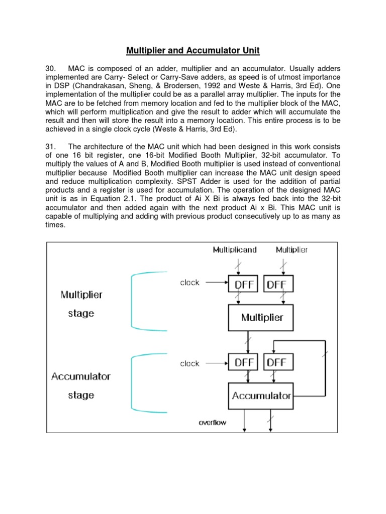 Multiplier and Accumulator Unit | PDF | Digital Signal Processor | Digital Signal Processing