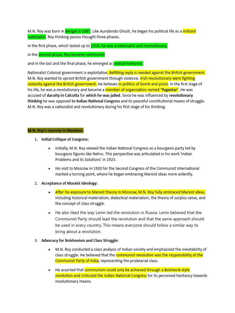 MN Roy | PDF | Communism | Marxism