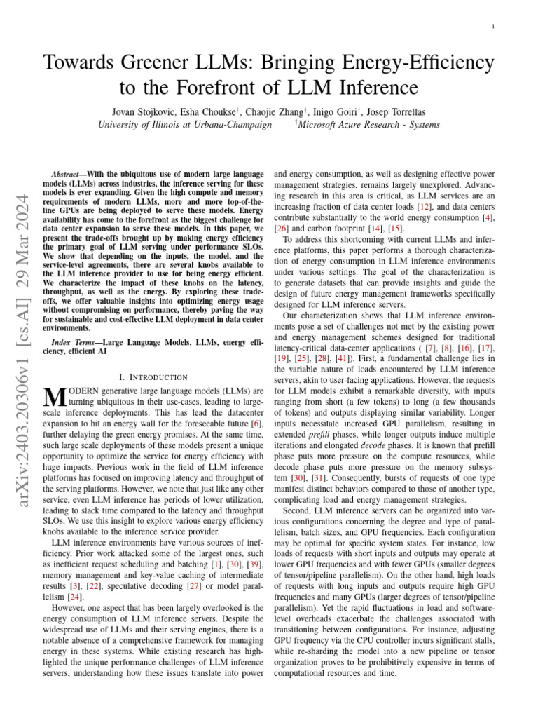 Energy-Efficient LLM Inference Strategies | PDF | Parallel Computing ...
