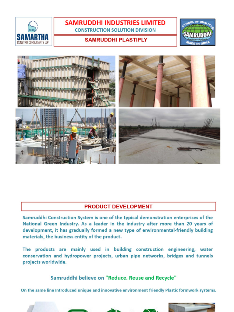 SCCL - Samruddhi Plastiply Presentation - PLASTIC FORMWORK | PDF ...