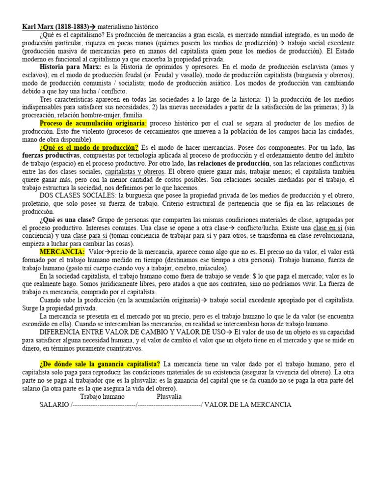 Resumen Marx | PDF | La teoría de la alienación de Marx | Capital ...