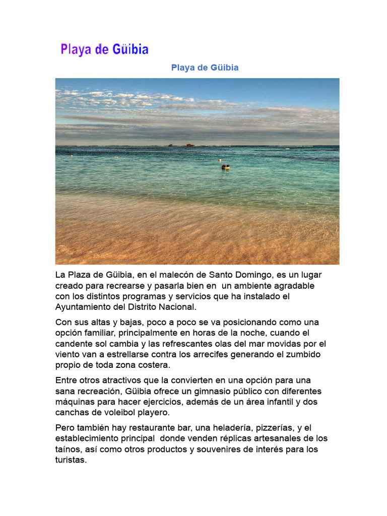 Playa Güibia y Atractivos de Santo Domingo | PDF | República Dominicana