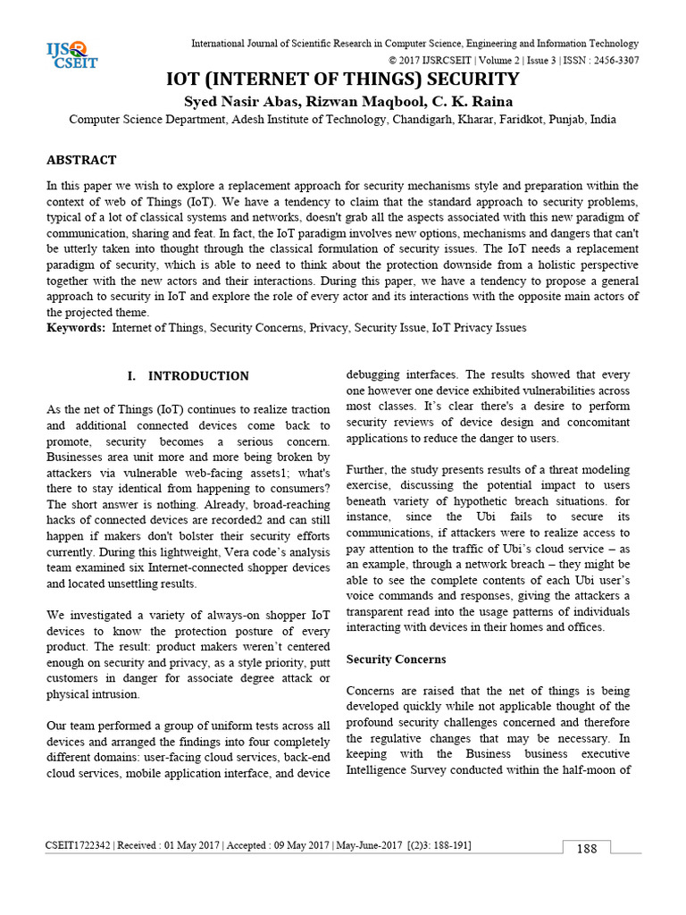 Iot Security | PDF | Internet Of Things | Computer Security