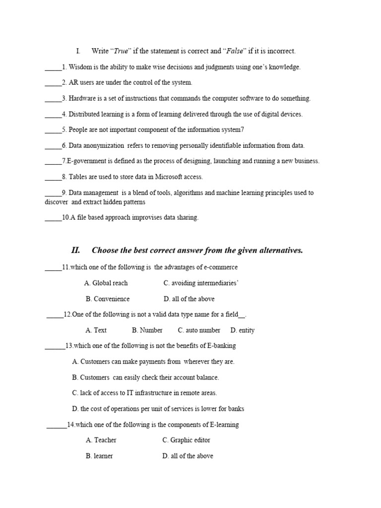 Grade 11 1st Semester Final Exam Pdf Augmented Reality