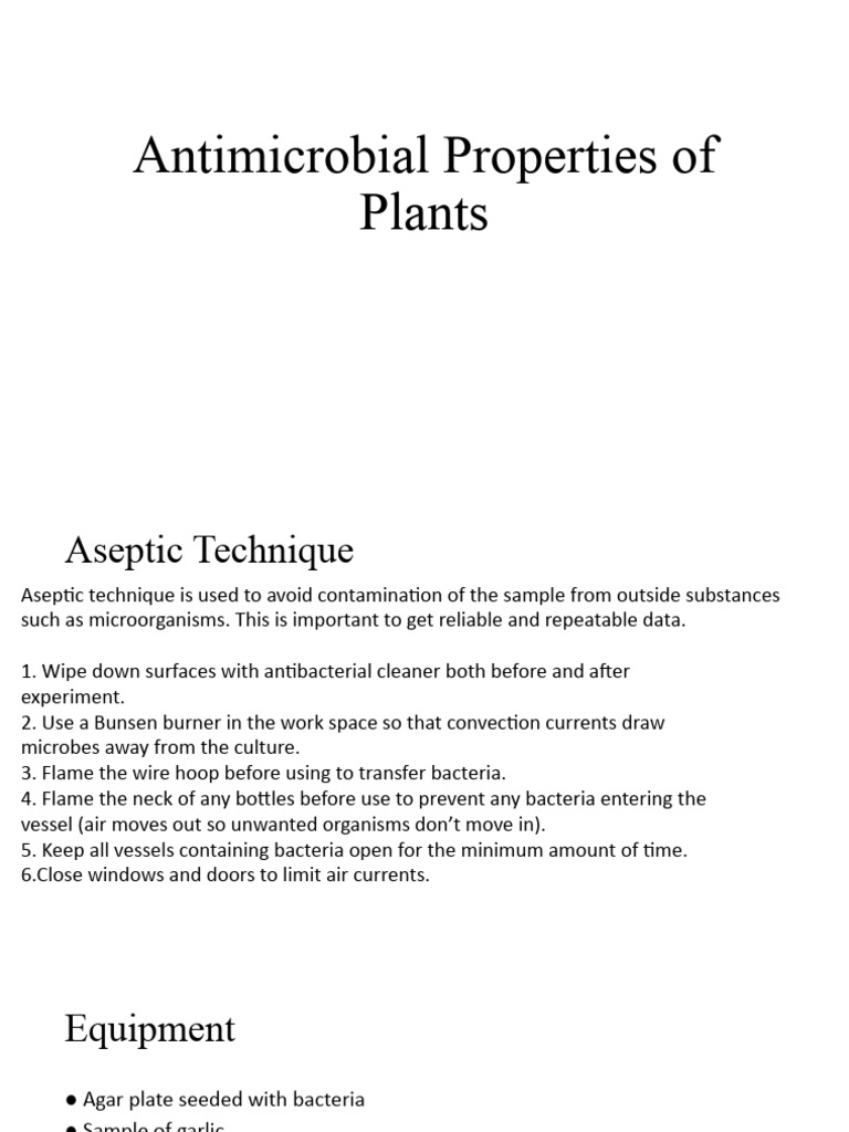 Antimicrobial Properties of Plants | PDF