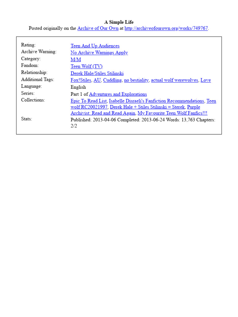 A Simple Life | PDF | Hand | Fox