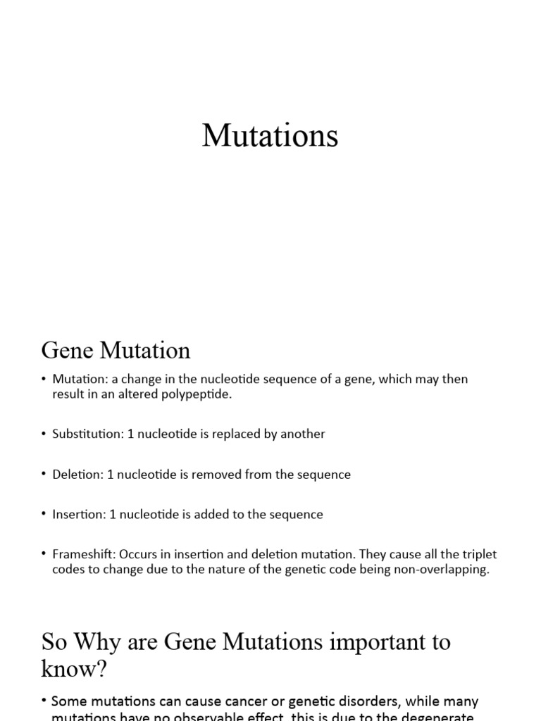 Mutations | PDF | Gene | Mutation