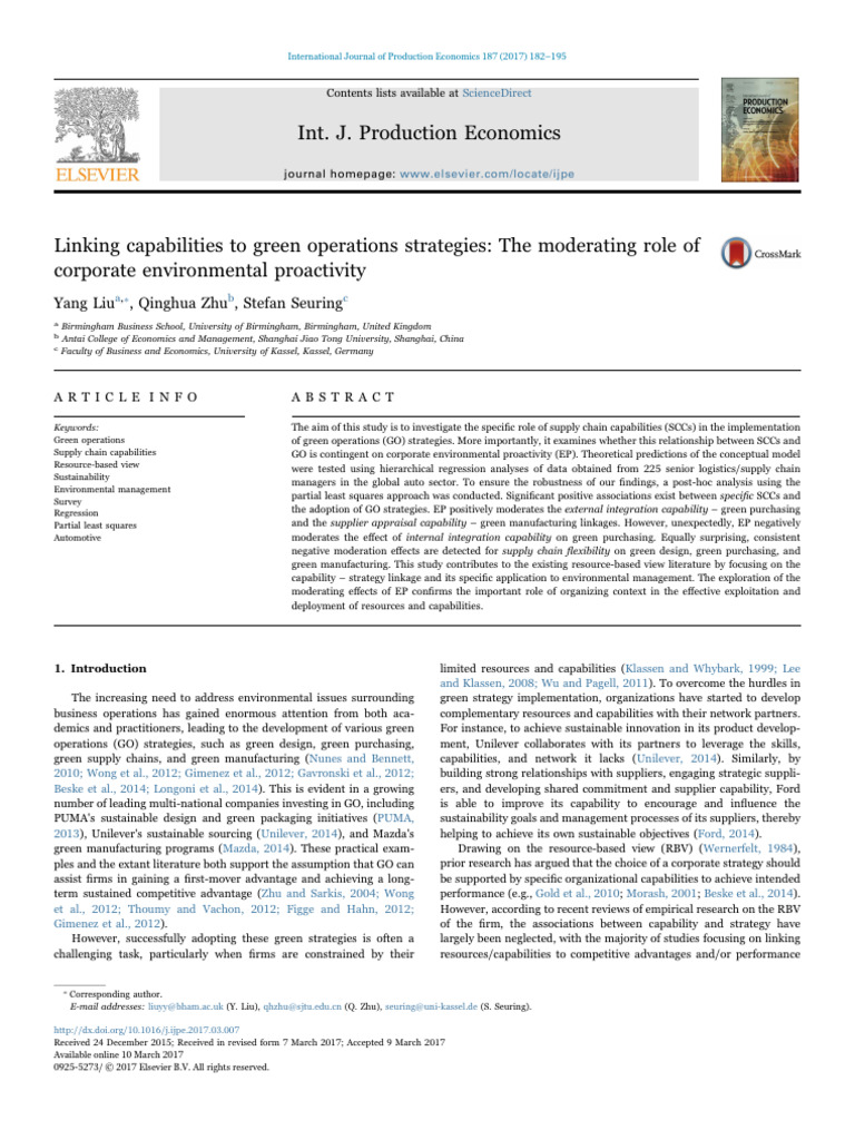 Green Operations & Supply Chain Strategies | PDF | Supply Chain ...