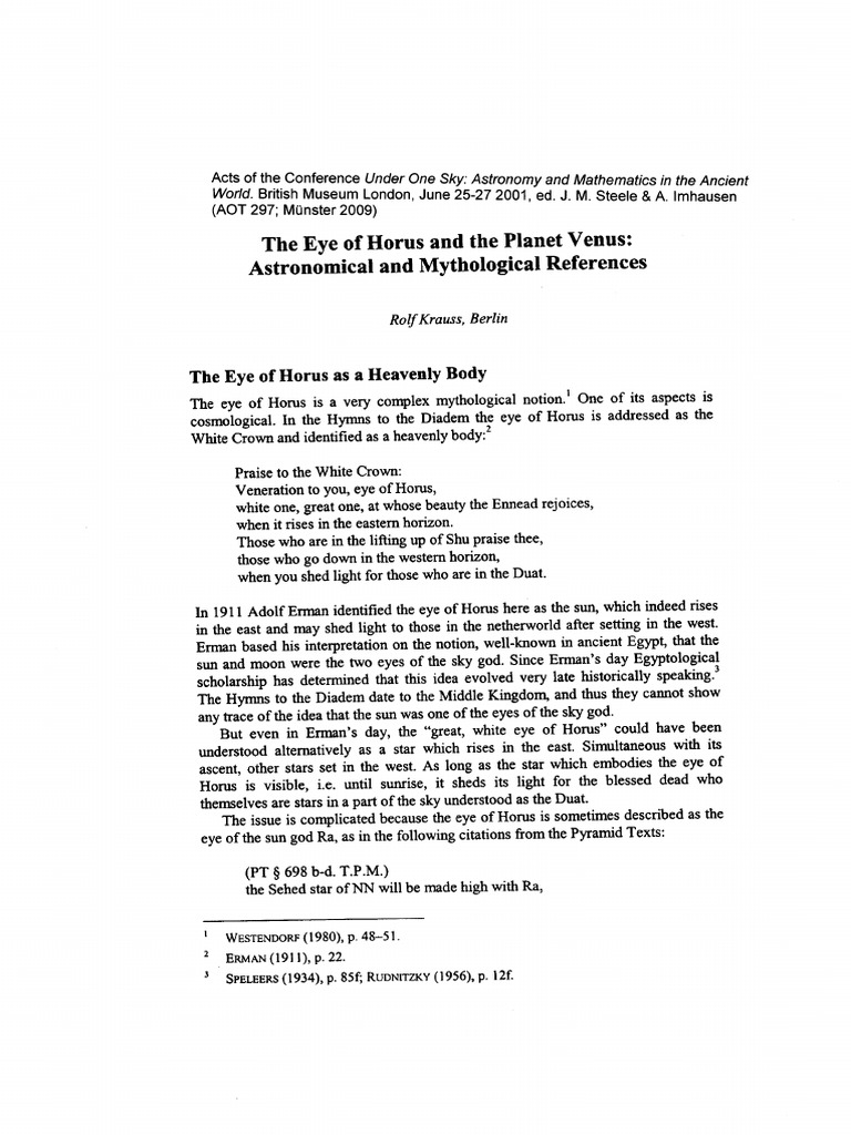 The Eye of Horus and The Planet Venus As | PDF | Venus | Osiris